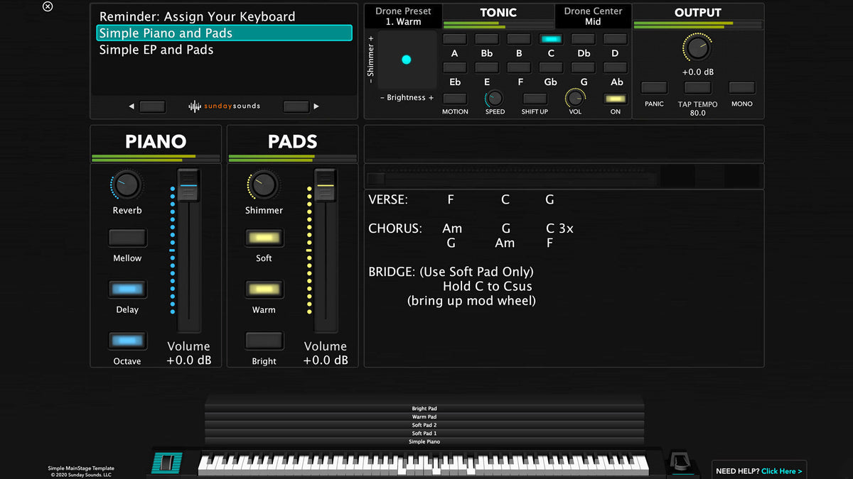 Simple MainStage Template Patch Demos – Sunday Sounds