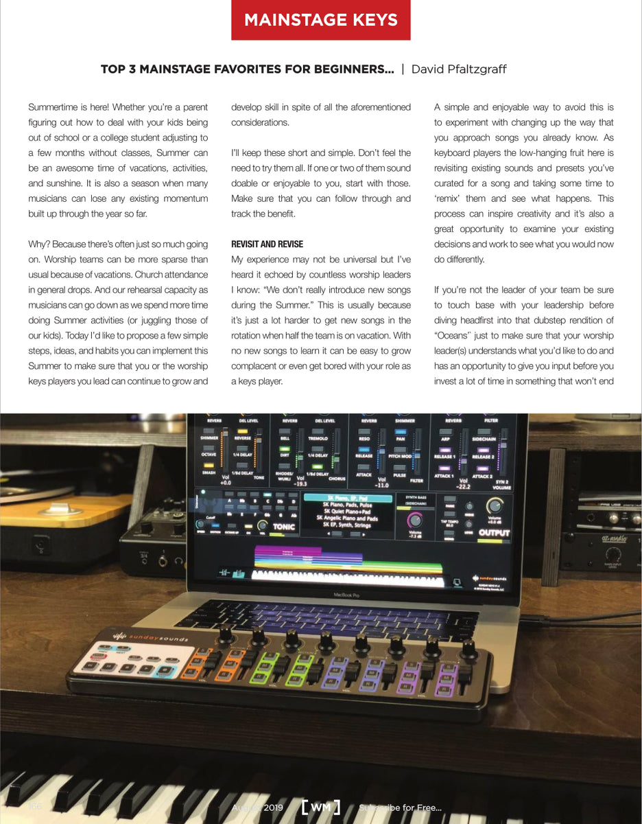 Top 3 MainStage Favorites for Beginners: Worship Musician Mag August 2 ...